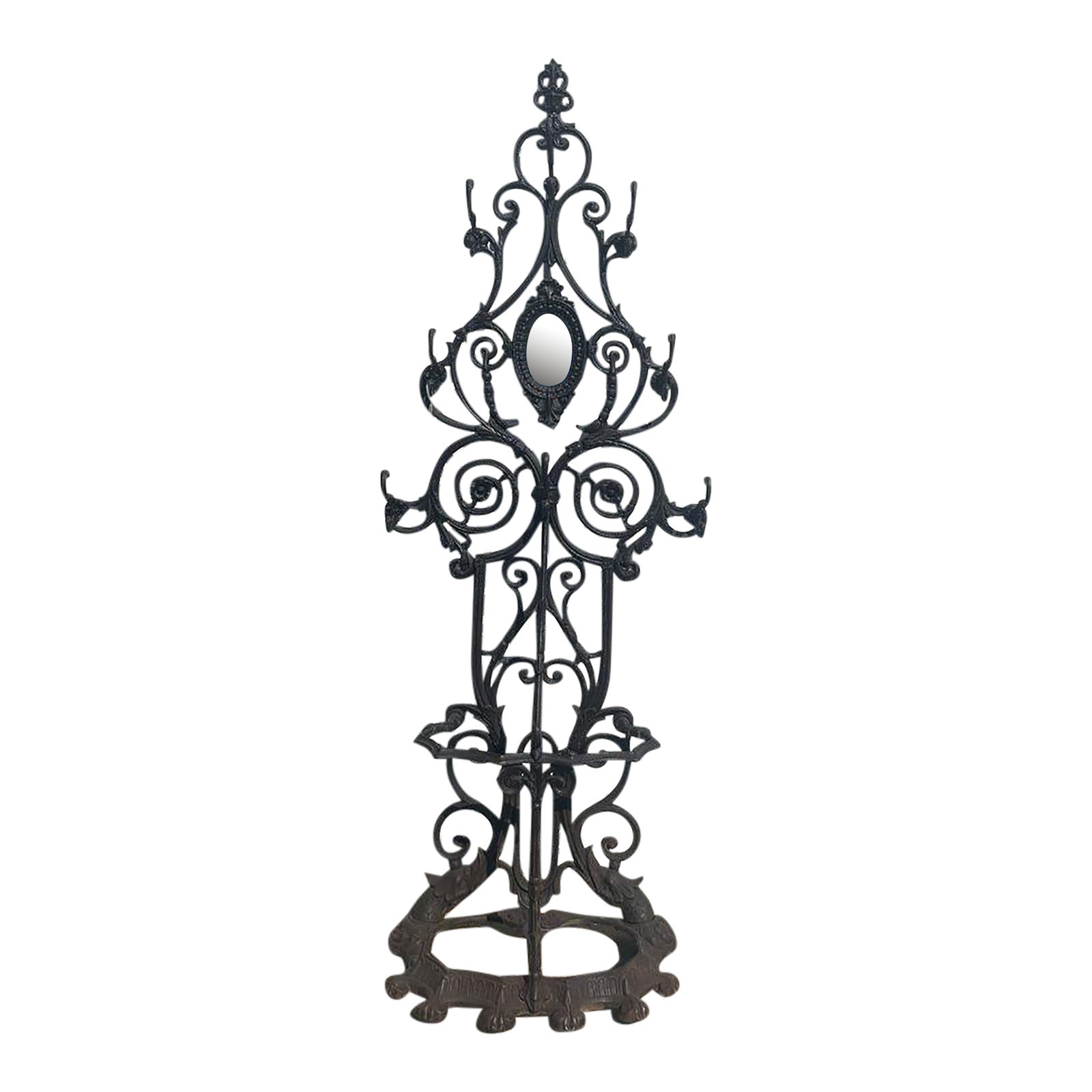 Early 19th Century Victorian Cast Iron Hall Tree | Chairish