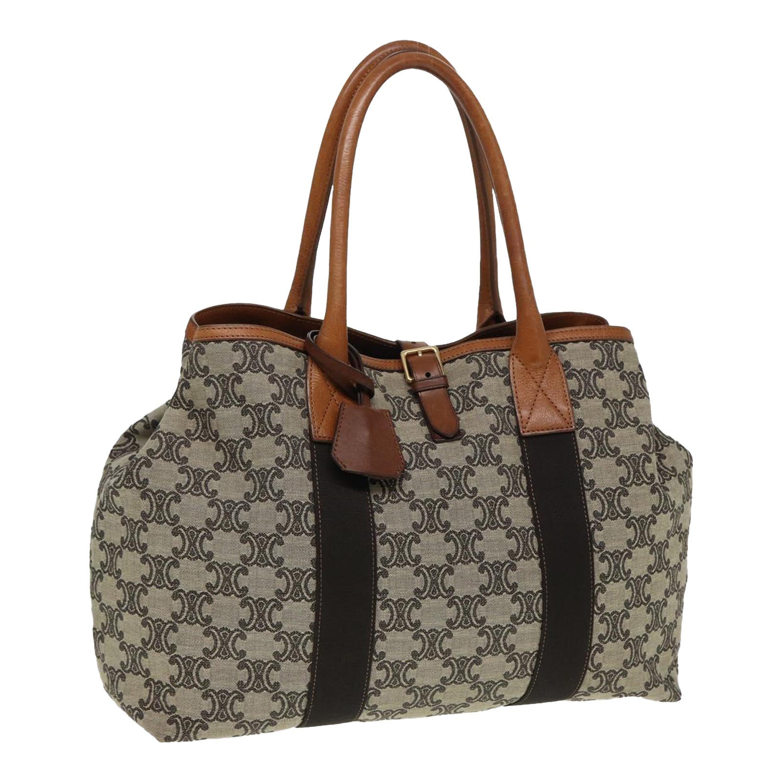 Celine Macadam Canvas Tote Bag Beige Auth 80261 | Chairish