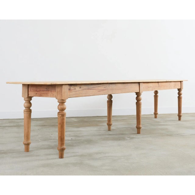 Country Pine Farmhouse Harvest Dining Table 12 Foot | Chairish
