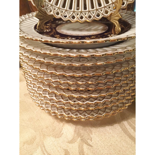Vintage German Reticulated Gilt Cabinet Dessert Plates | Chairish