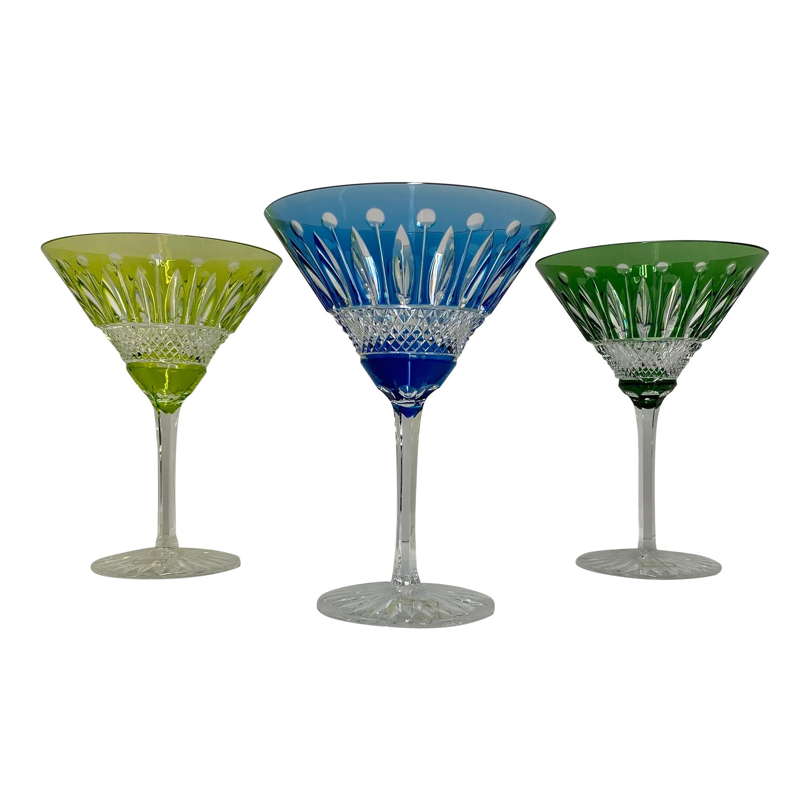 Set of 3 Crystal “Tommy” Cocktail Martini Stemware Glasses by Saint ...