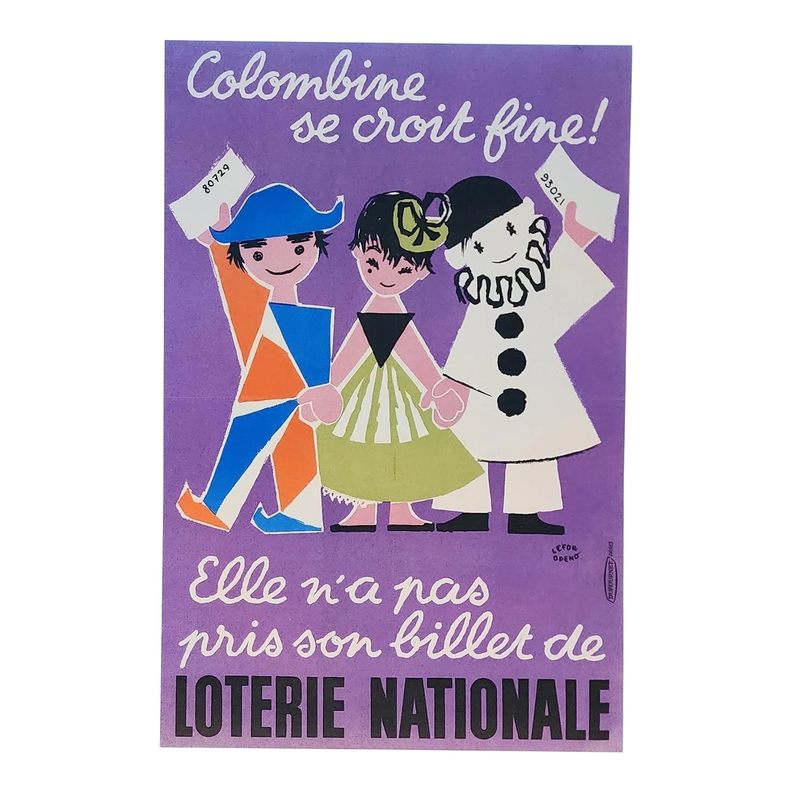 1957 French Lottery Poster, Linen Backed | Chairish