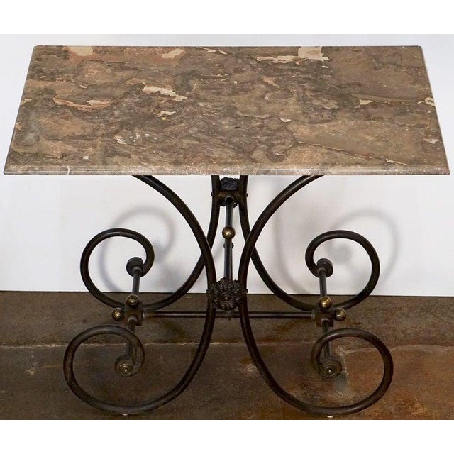 French Baker's Patisserie Table With Marble Top and Wrought Iron Base ...