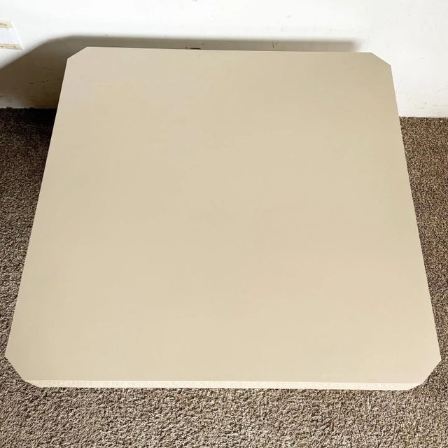 Postmodern Tan and White Lacquer Laminate Coffee Table | Chairish