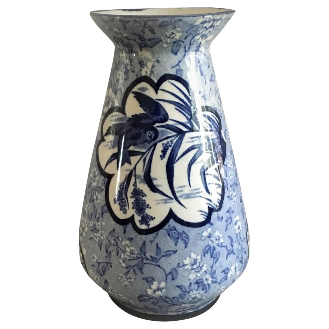 Burleigh Ware Blue and White Vase | Chairish