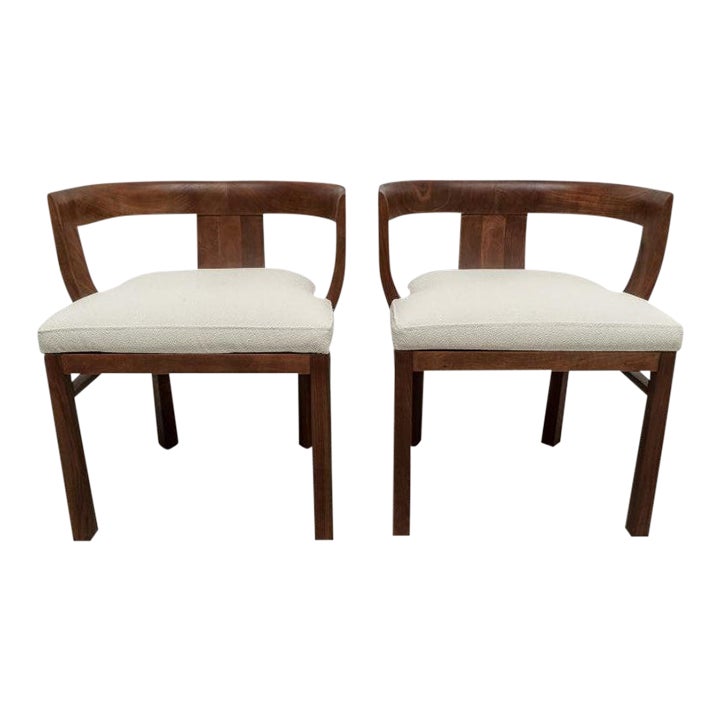 Art Deco Mid-Century Carl Bergsten Style Faux Shagreen and Teak Chairs ...