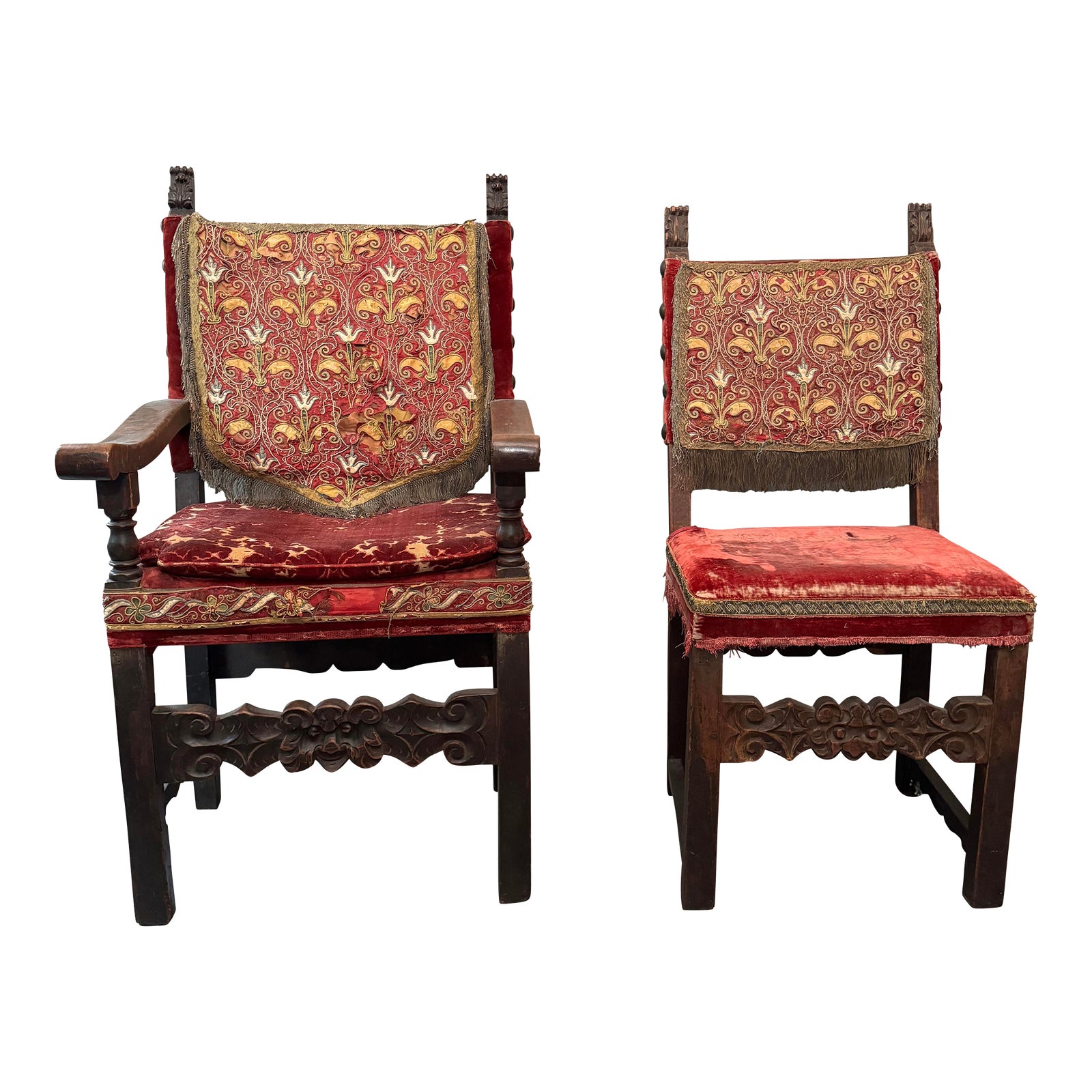 17th Century Italian or Spanish Baroque Chairs With Original Embroidery ...