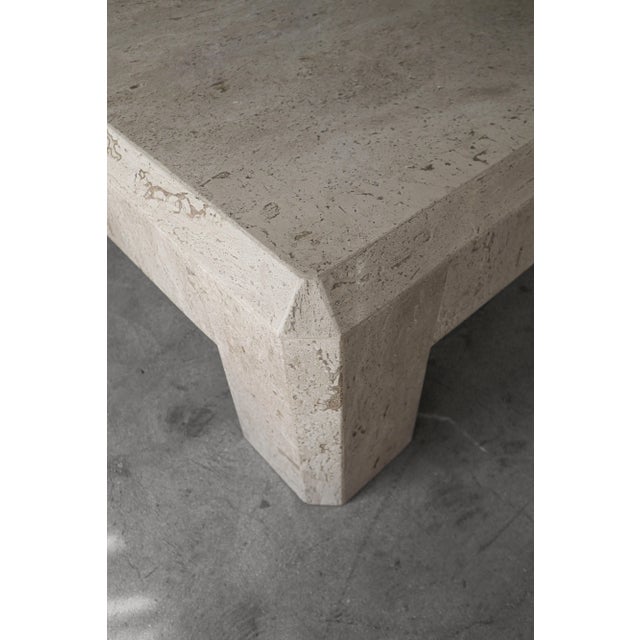 Square Minimalist Travertine Coffee Table | Chairish