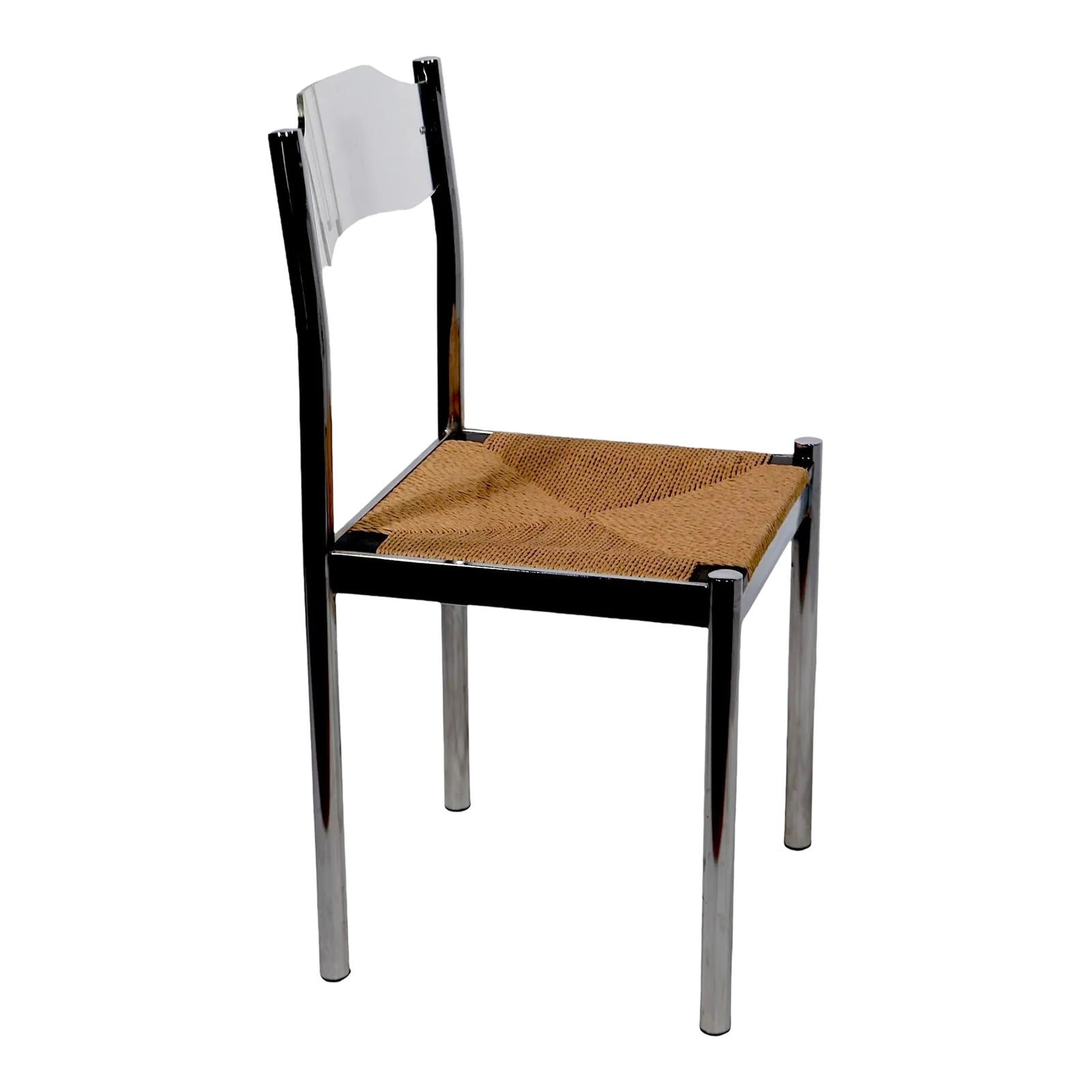 Italian Lucite Chrome and Rush Chair by Formenti E Giovenzana 1960/70's ...