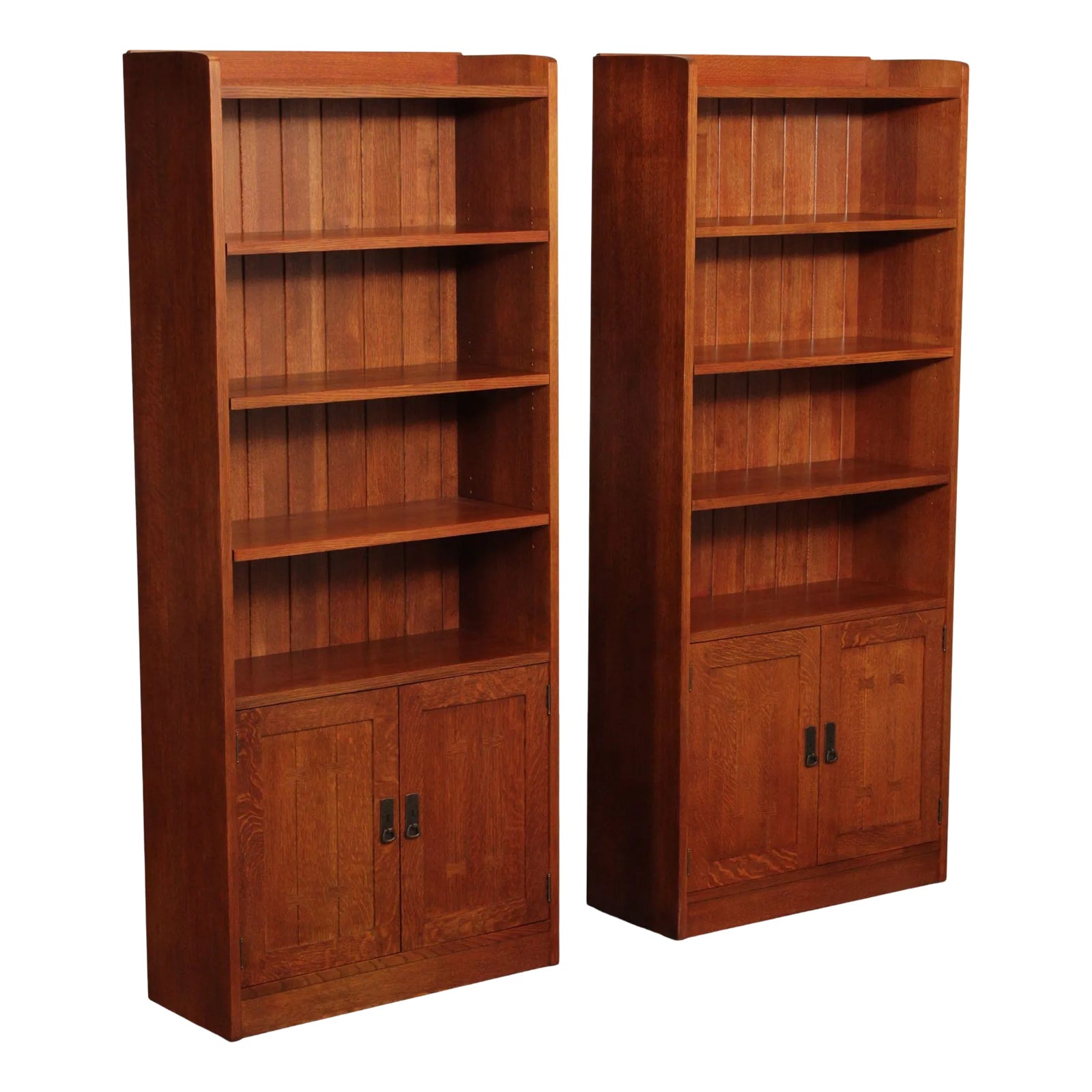 Stickley Mission Collection Pair of Tall Oak Bookcases | Chairish