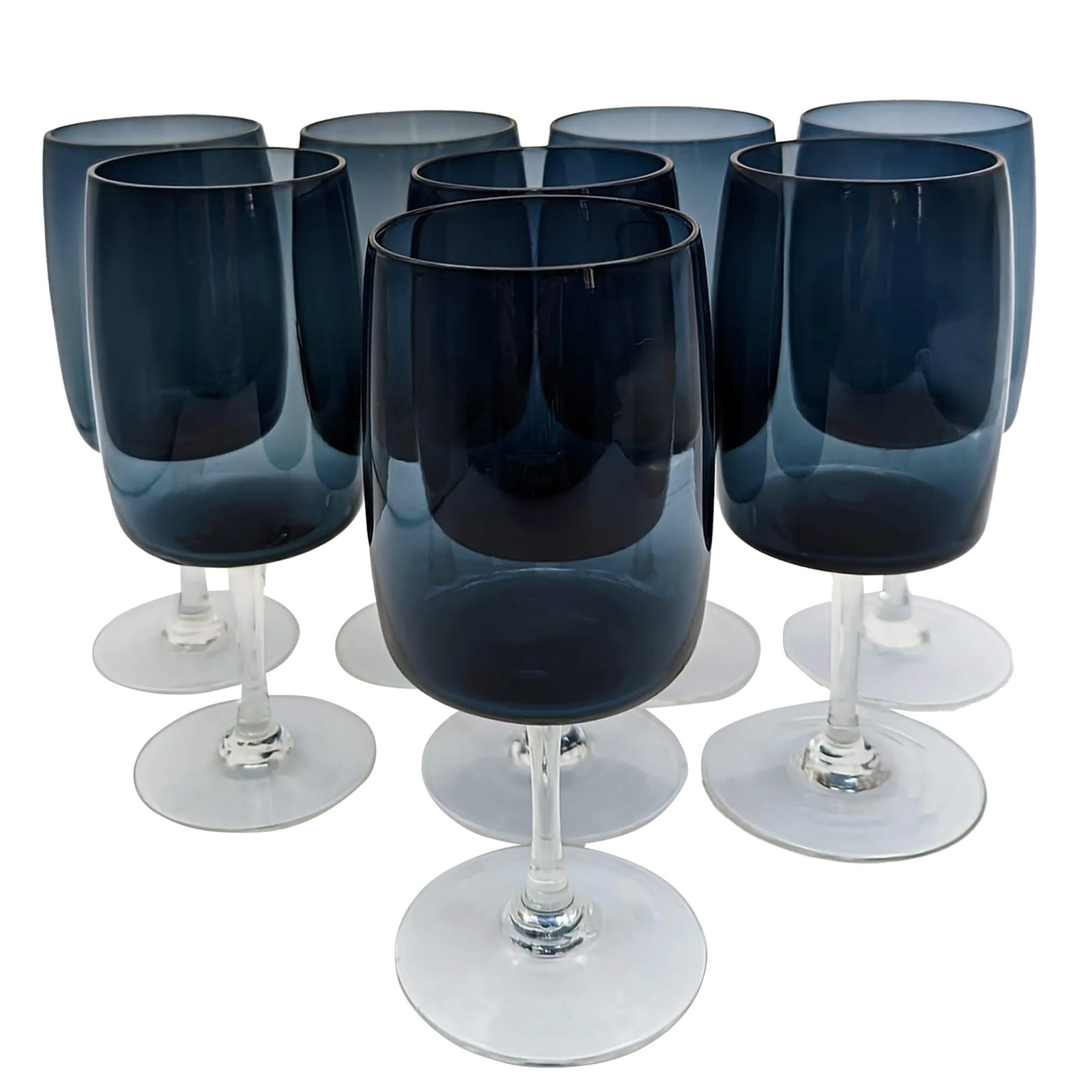 Vintage Gorham Reizart "Accent" Smoke Blue Wine Glasses, Set of 8 ...