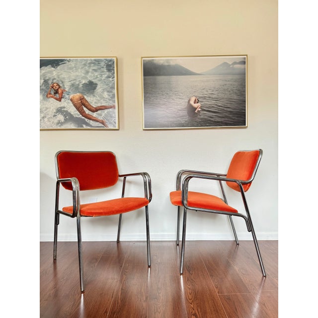 Set of 2 Mid Century Modern Tubular Arm Chairs by Global Upholstery ...