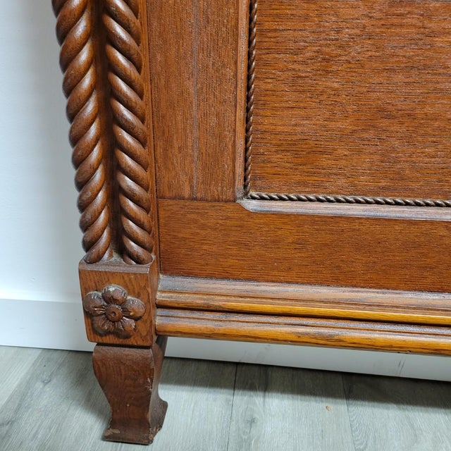 Antique American Renaissance Revival Tiger Oak Double Full Bed, C. 1900 ...