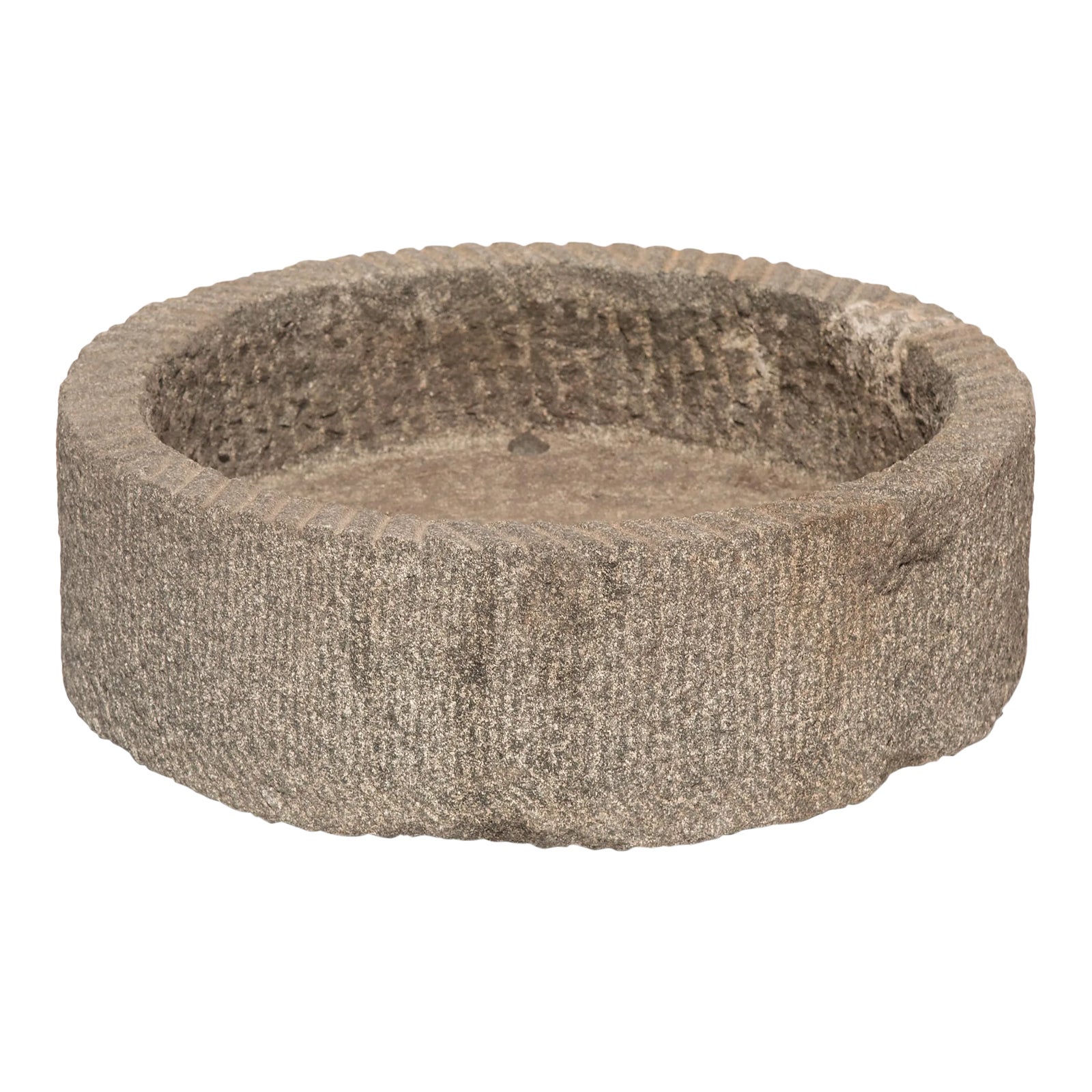 Early 20th Century Chinese Low Round Mill Stone Pot | Chairish