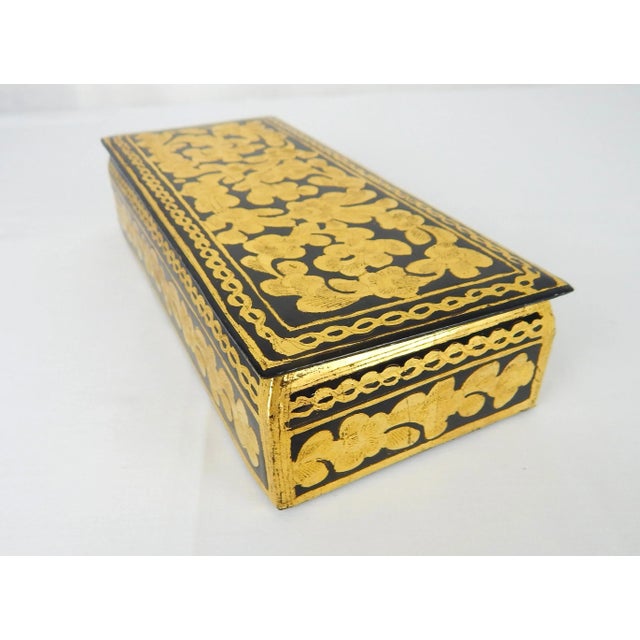 1960s Vintage Black & Gold Lacquer Burmese Box | Chairish