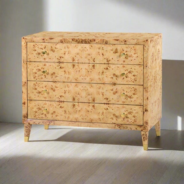 Mid Century Style Light Burl Dresser | Chairish