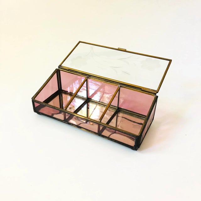 Etched Glass and Brass Divided Box | Chairish