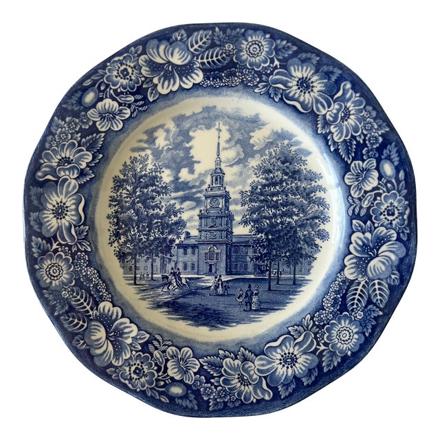 Staffordshire Liberty Blue Historical Colonial Scenes Dinner Plate ...