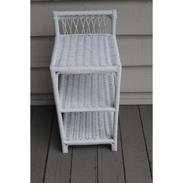 Mid 20th Century White Wicker 3 Tier Bookcase | Chairish