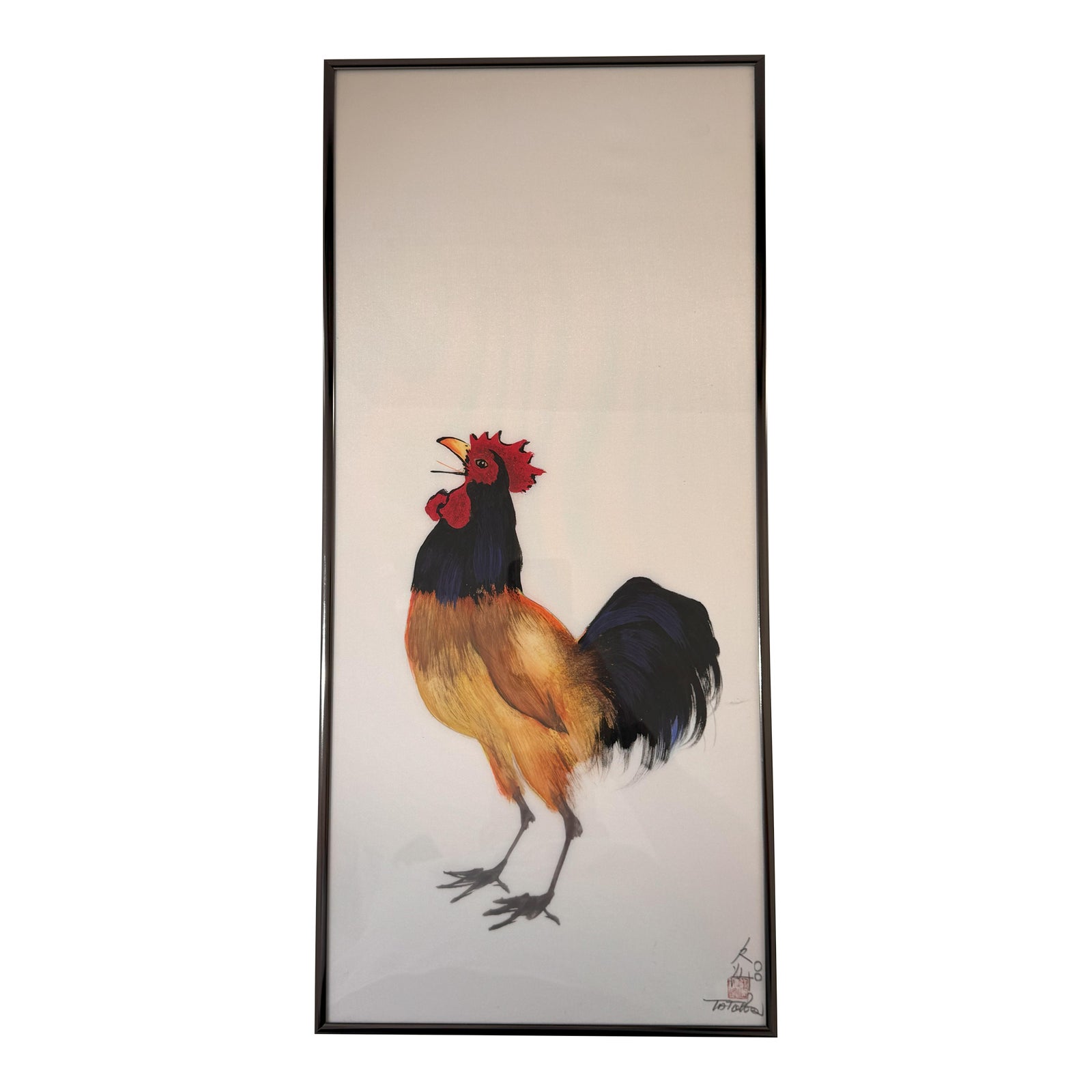 “Rooster” – Original Watercolor on Silk by Poon Tai To | Chairish