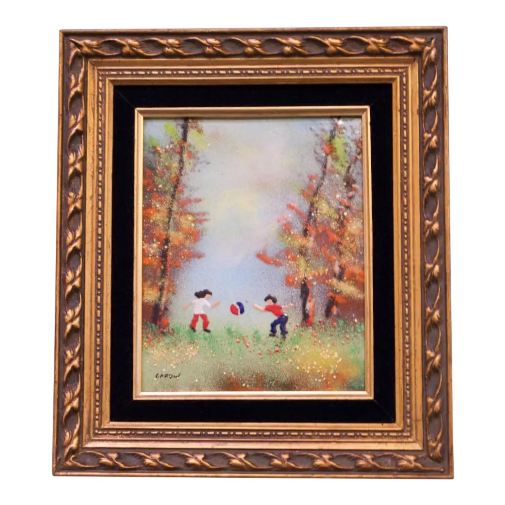 French Enamel on Copper Painting by Louis Cardin | Chairish