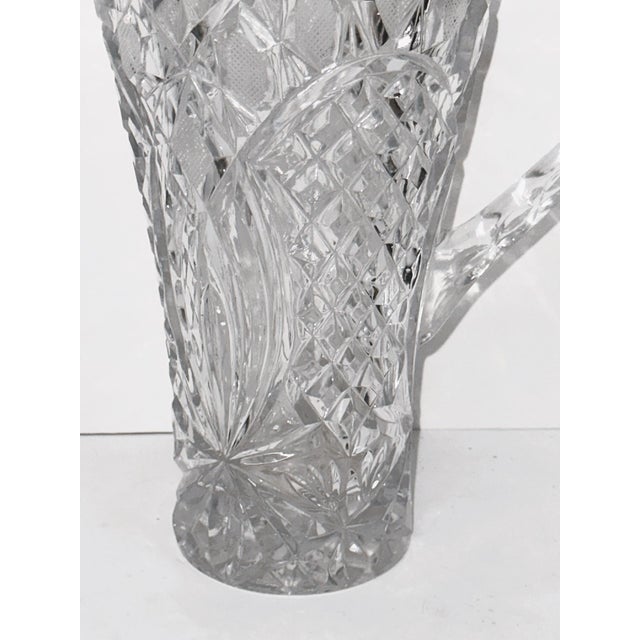 Vintage European Design Diamond Pattern Glass Handled Beverage Water ...