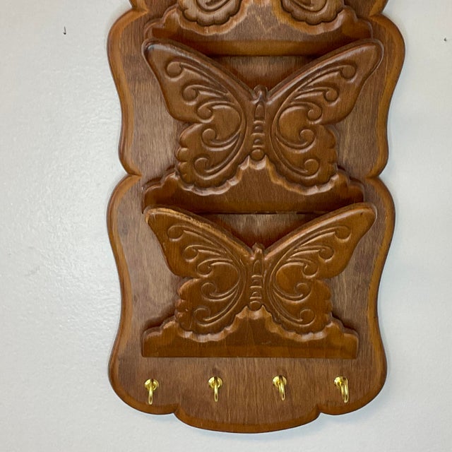 Mid 20th Century Americana Wood Mail and Key Hooks Rack With ...