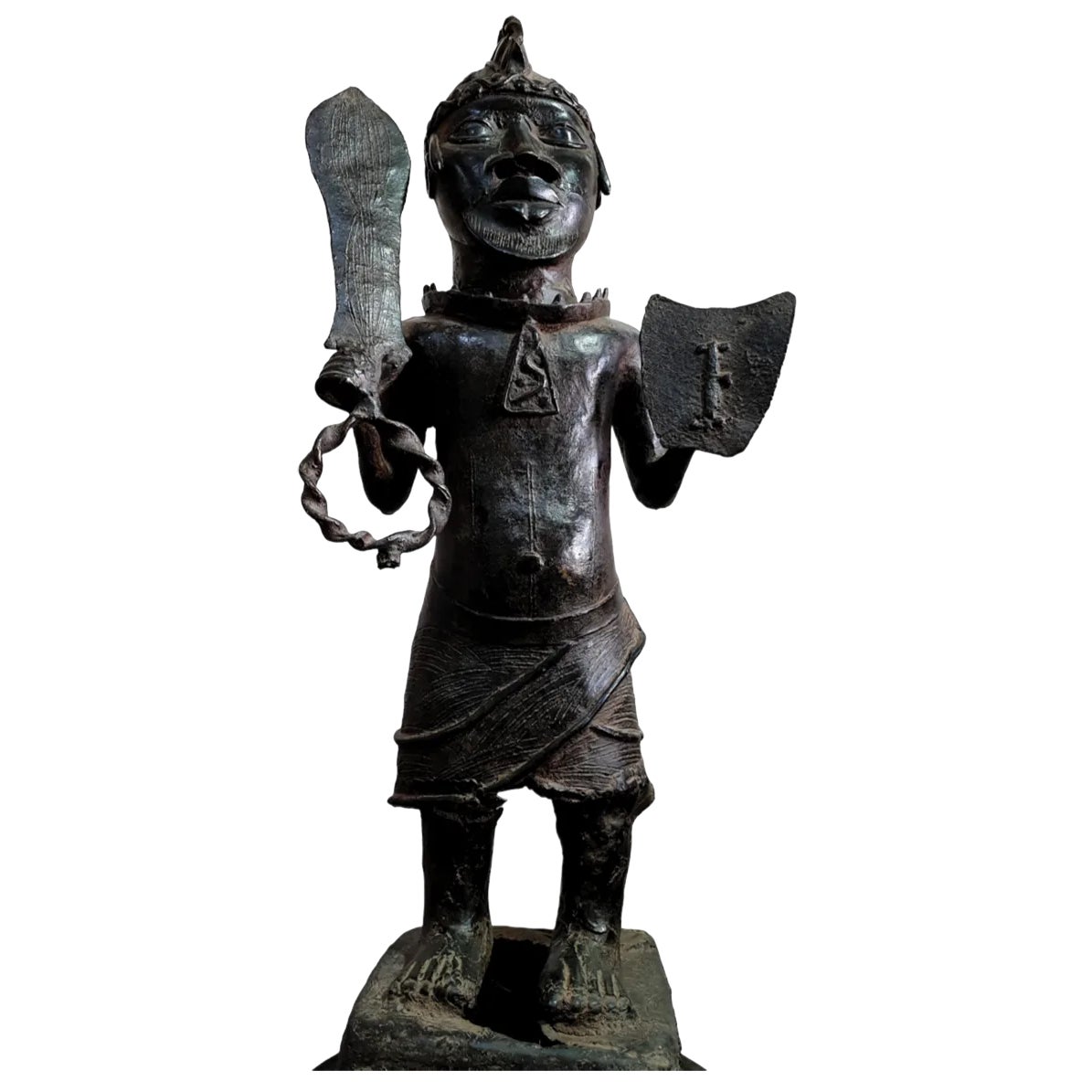 Nigerian Kingdom of Benin Artist, Warrior, Pre-1800s, Bronze | Chairish