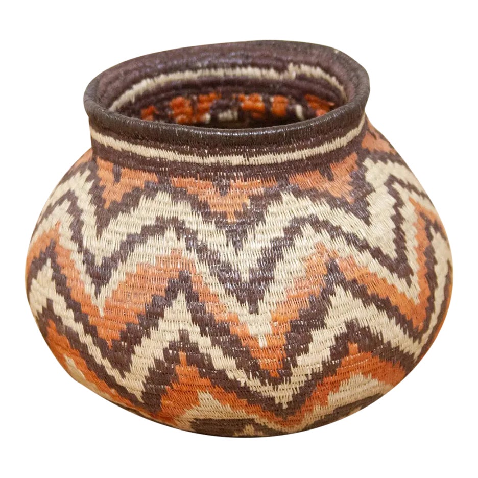 Multicolor Zig Zag Handwoven Embera Basket | Chairish