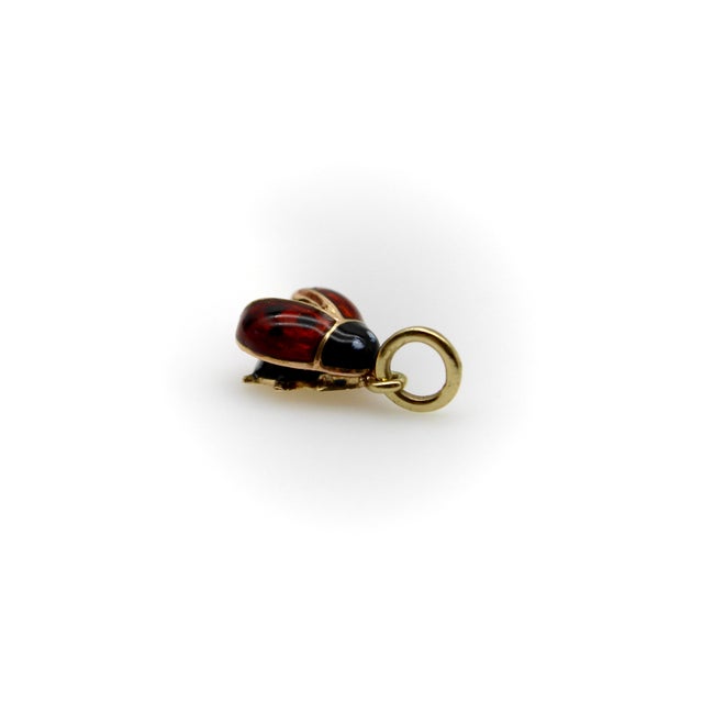 1970s 14k Gold Enamel Ladybug Charm | Chairish