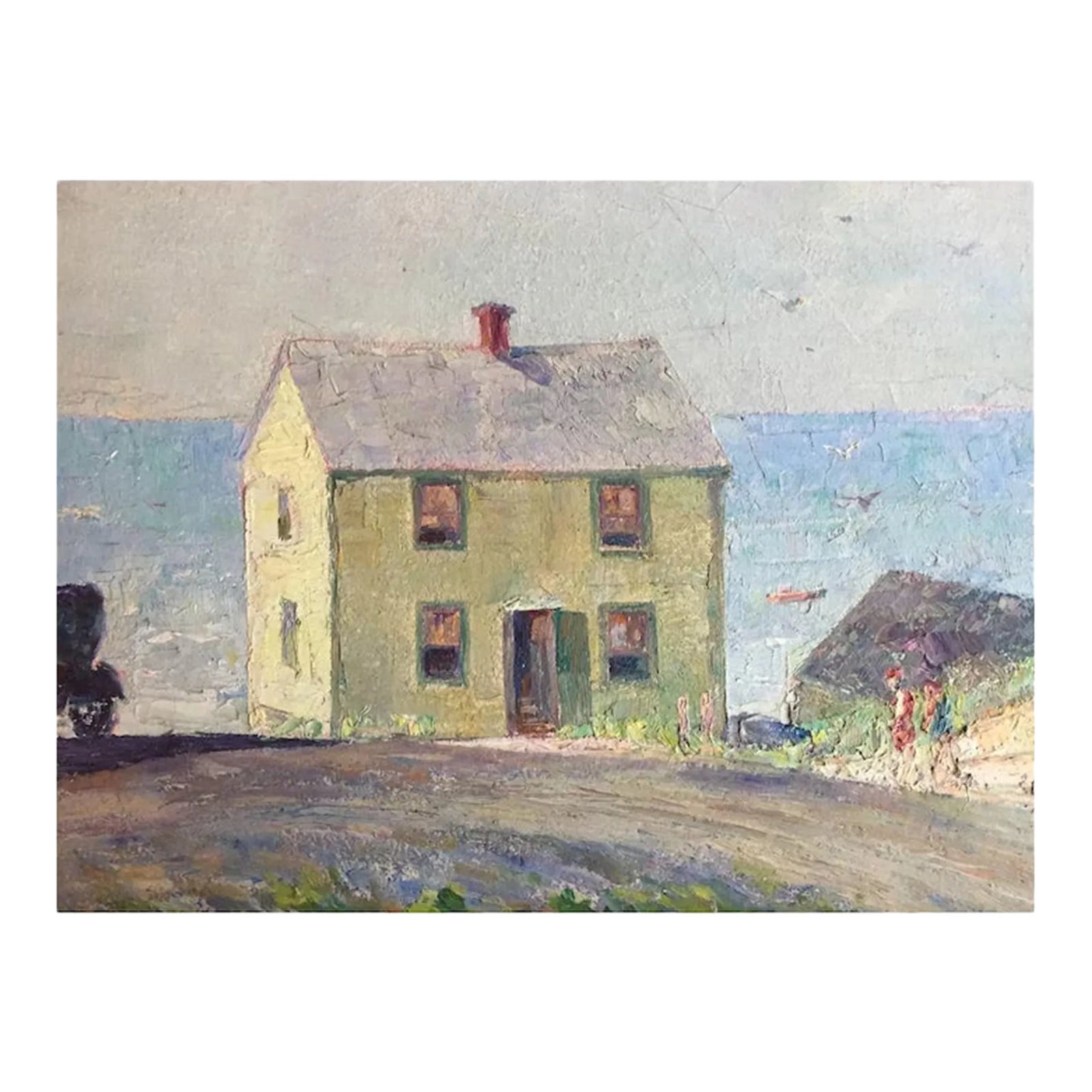 Wells Moses Sawyer Landscape Oil Painting "By the Sea" 1920's | Chairish