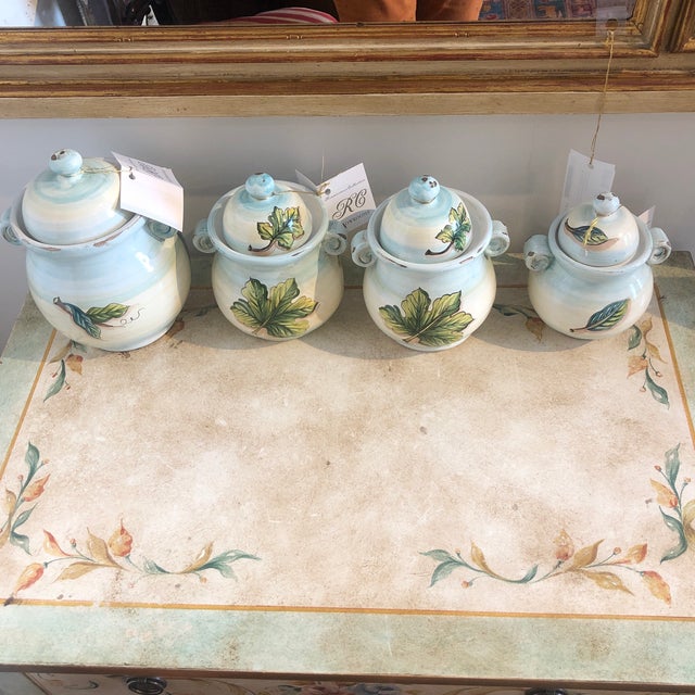 1990s Italian Hand-Painted Ceramic Canisters - Set of 4 | Chairish