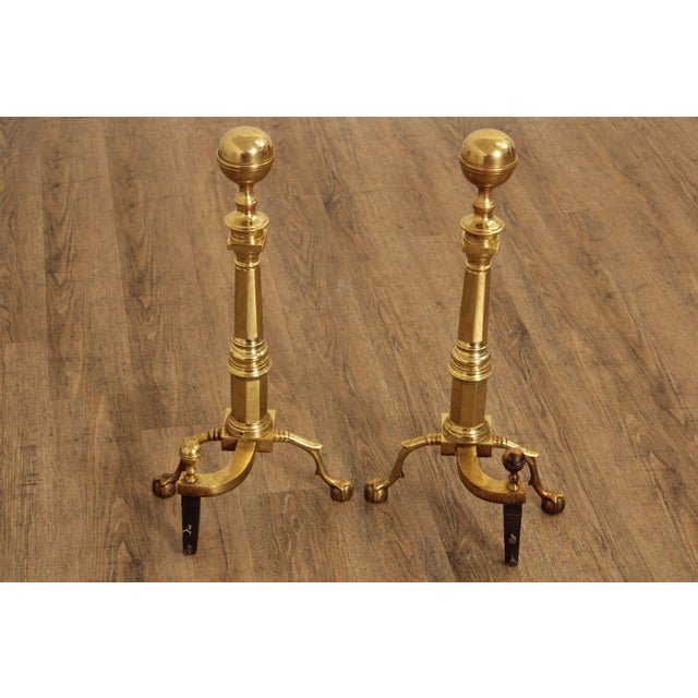 The Harvin Co. Brass Ball & Claw Foot Andirons - A Pair | Chairish