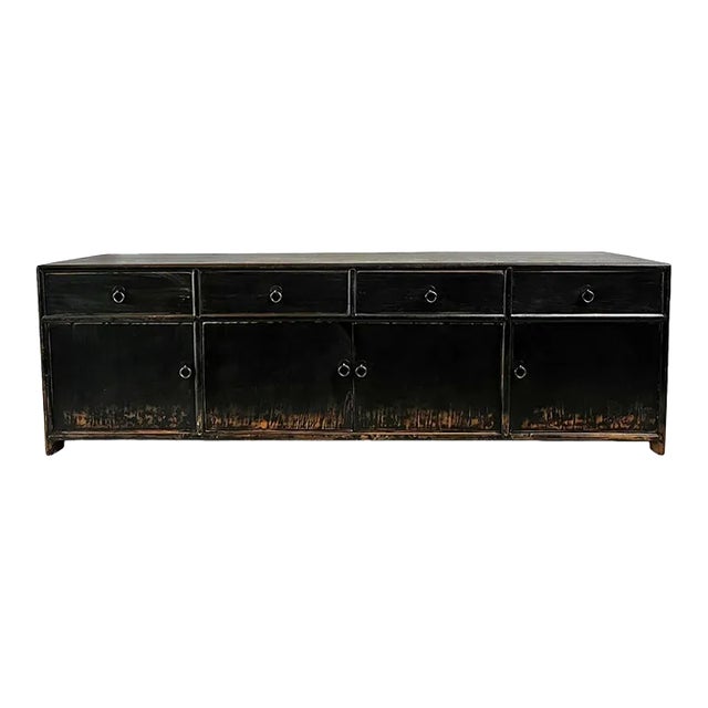 Black Low Media Bench Cabinet | Chairish