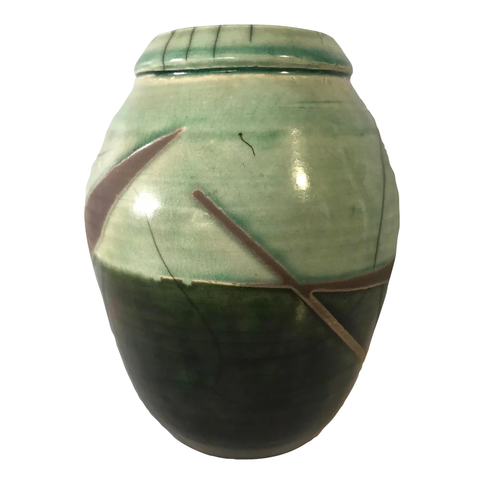 Vintage Raku Style Vase | Chairish