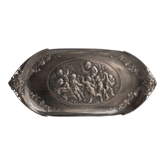Late 19th Century Art Nouveau Large Wmf Tray With "Puttis" | Chairish