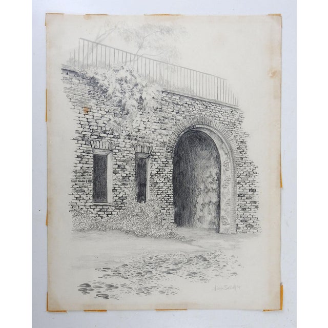 Vintage Architectural Brick Arch Drawing Study | Chairish