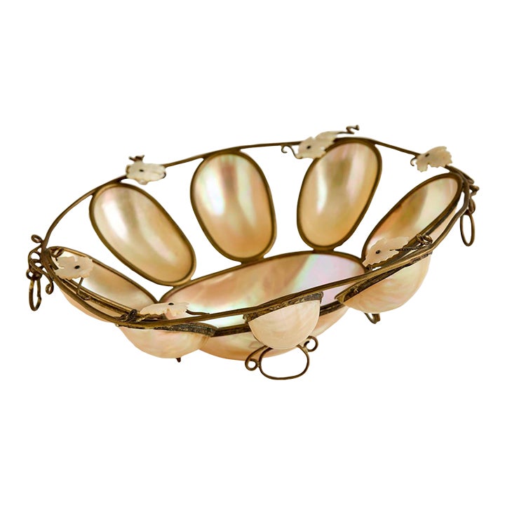 Large 19th C. Palais Royal French Mother of Pearl Shell Bowl | Chairish