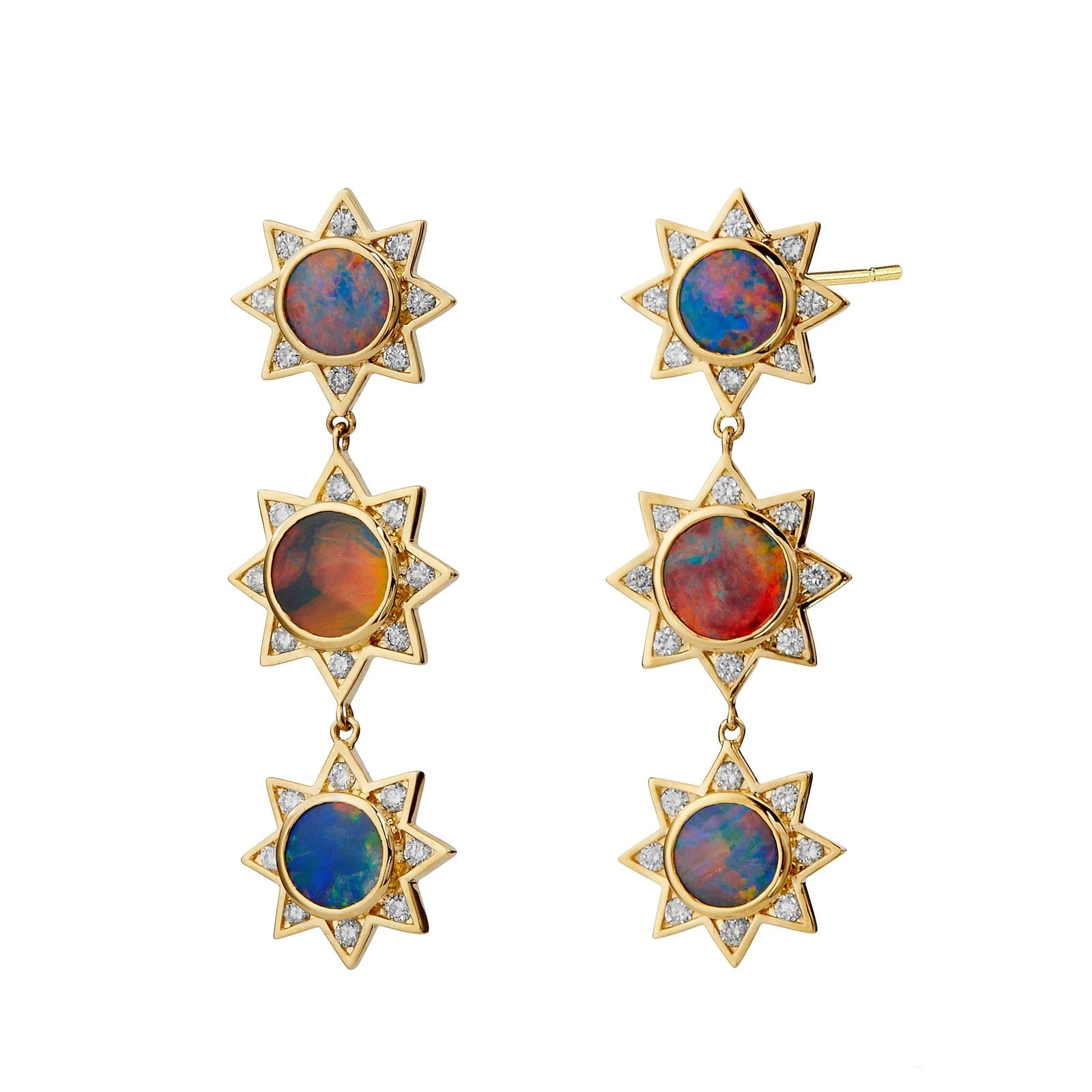 Cosmic Boulder Opal Star Earrings, 2 Pieces | Chairish