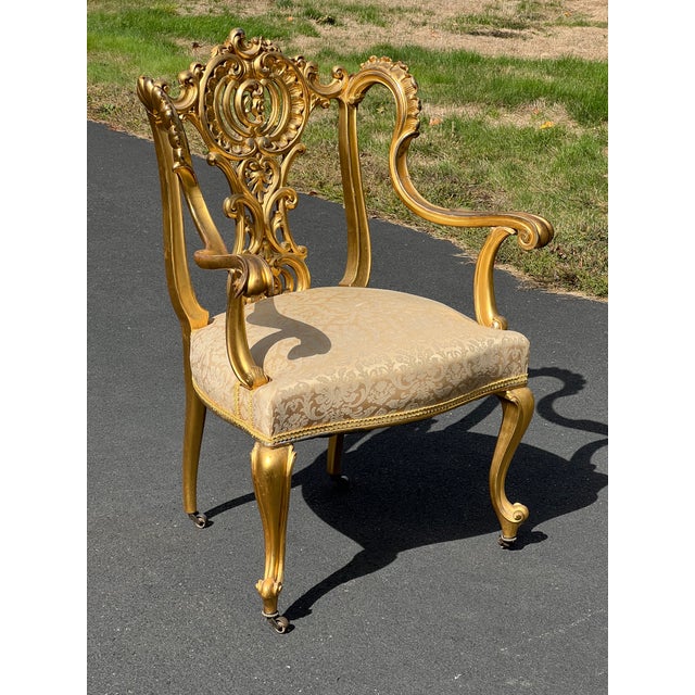 Vintage French Louis XV Rococo Style Carved Back Parlor Chair | Chairish