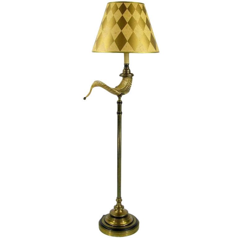 Chapman Brass and Ram's Horn Floor Lamp | Chairish
