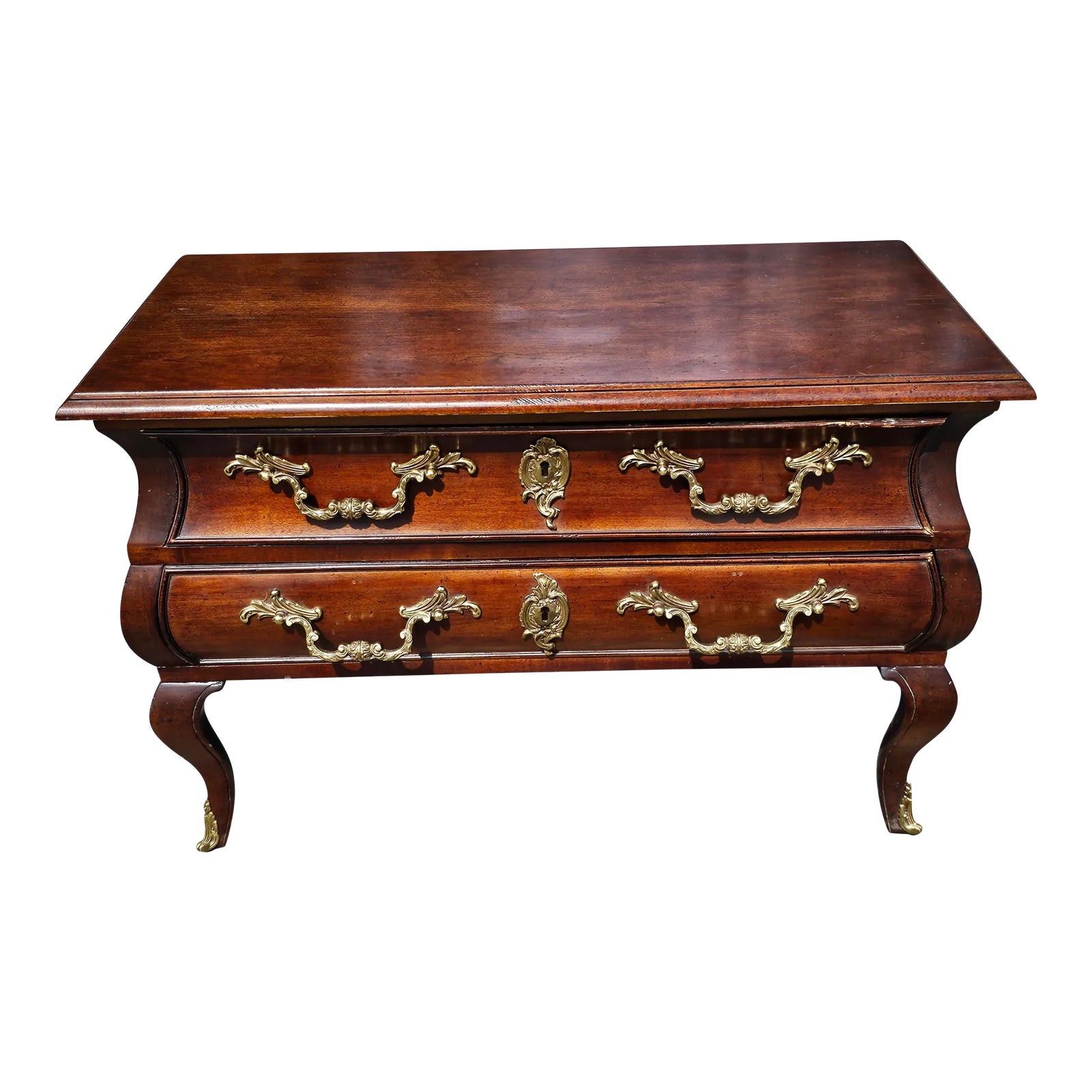 French Neoclassical Style Mahogany Brass Mounted Low Chest / Commode ...