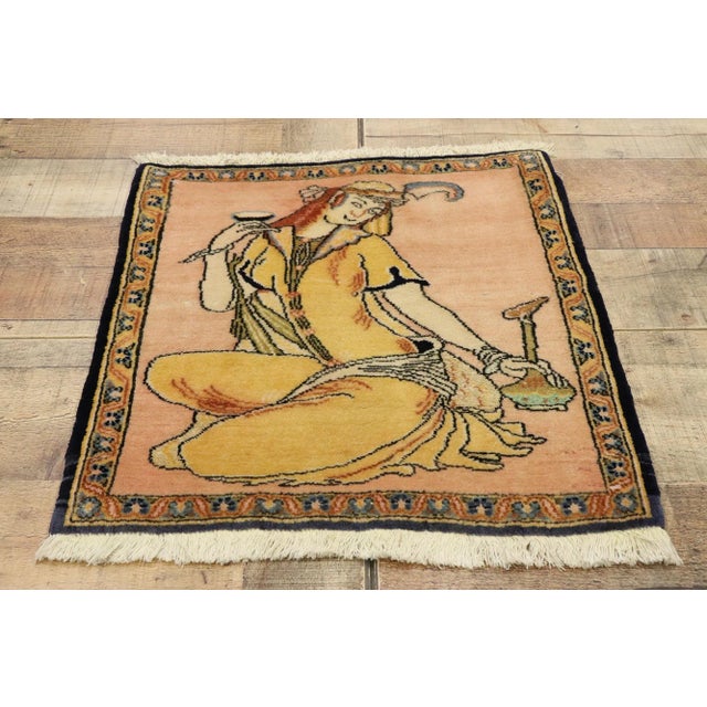 Vintage Persian Khamseh Pictorial Rug, Persian Wall Hanging - 01'08 X ...