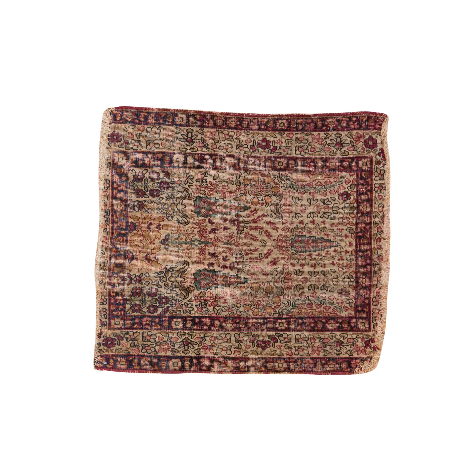 Antique Kerman Square Rug Mat - 1'10" X 2' | Chairish