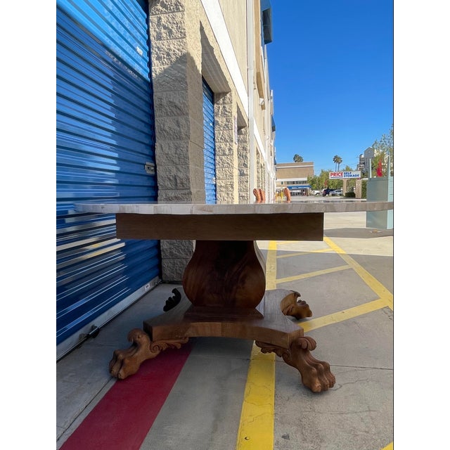 Antique Mahogany Lion's Paw Dining Table With Contemporary Table Top ...