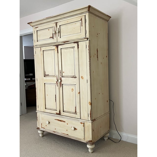 Romweber Distressed Armoire in Cream French Country | Chairish