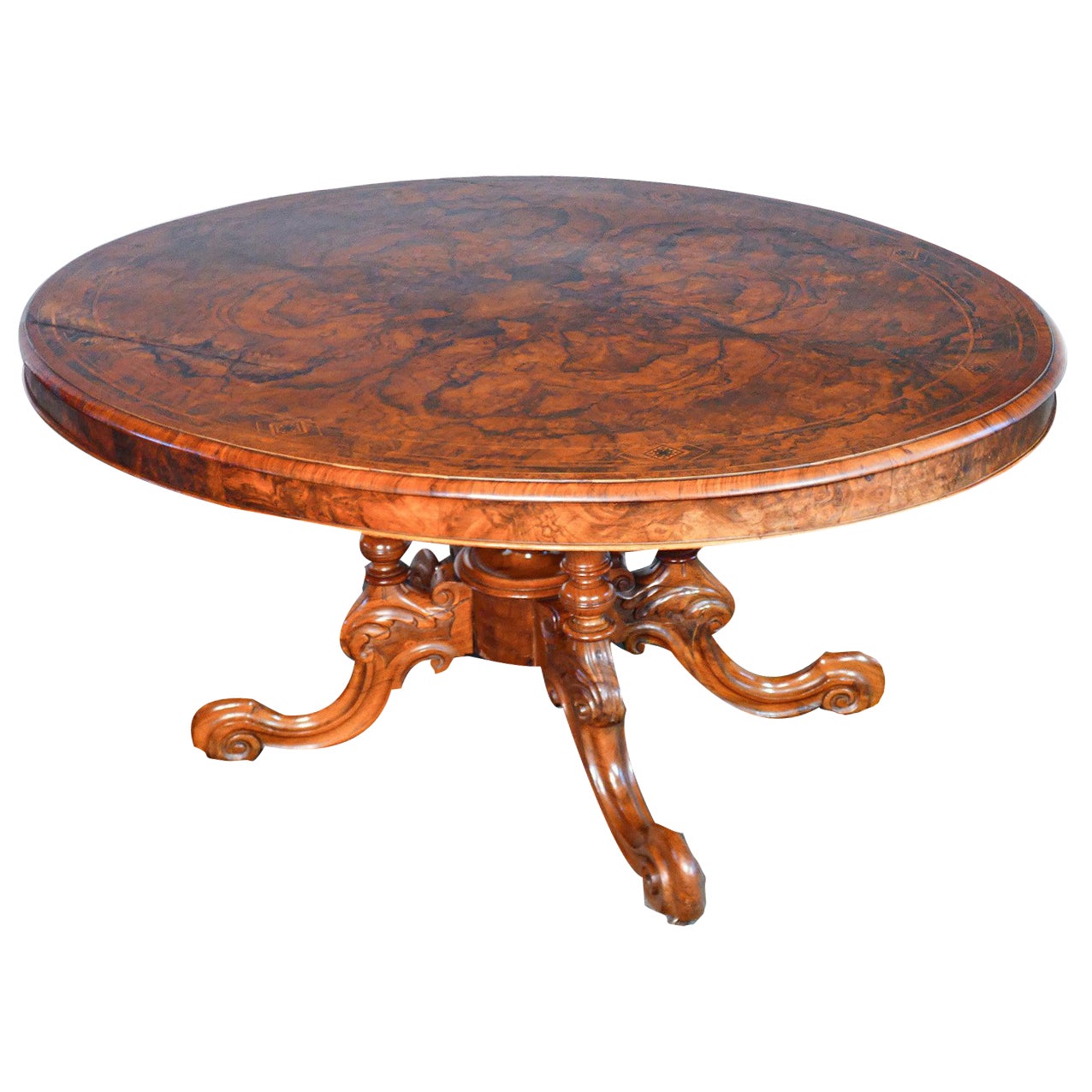 Victorian Table in Wood and Briar, 1800s | Chairish