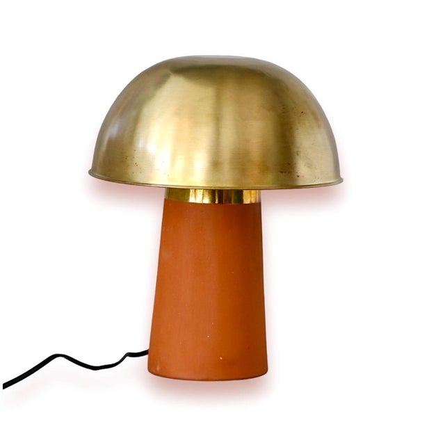 Mushroom Brass-Shade Lamp | Chairish