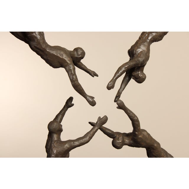 Reaching For Center Large Sculpture on Pedestal | Chairish