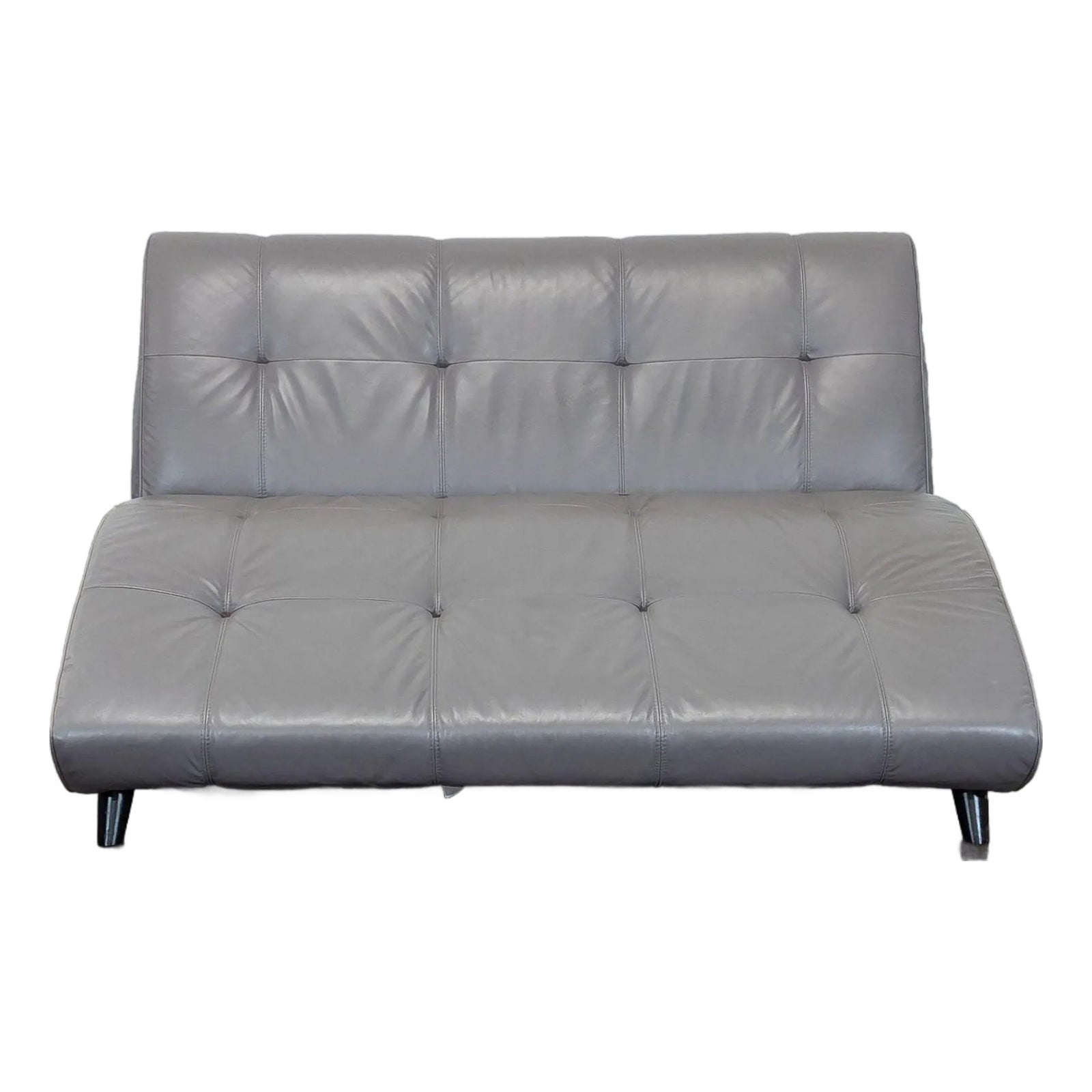 Eq3 Crush Modern Gray Leather Armless Double Sofa/Chaise | Chairish
